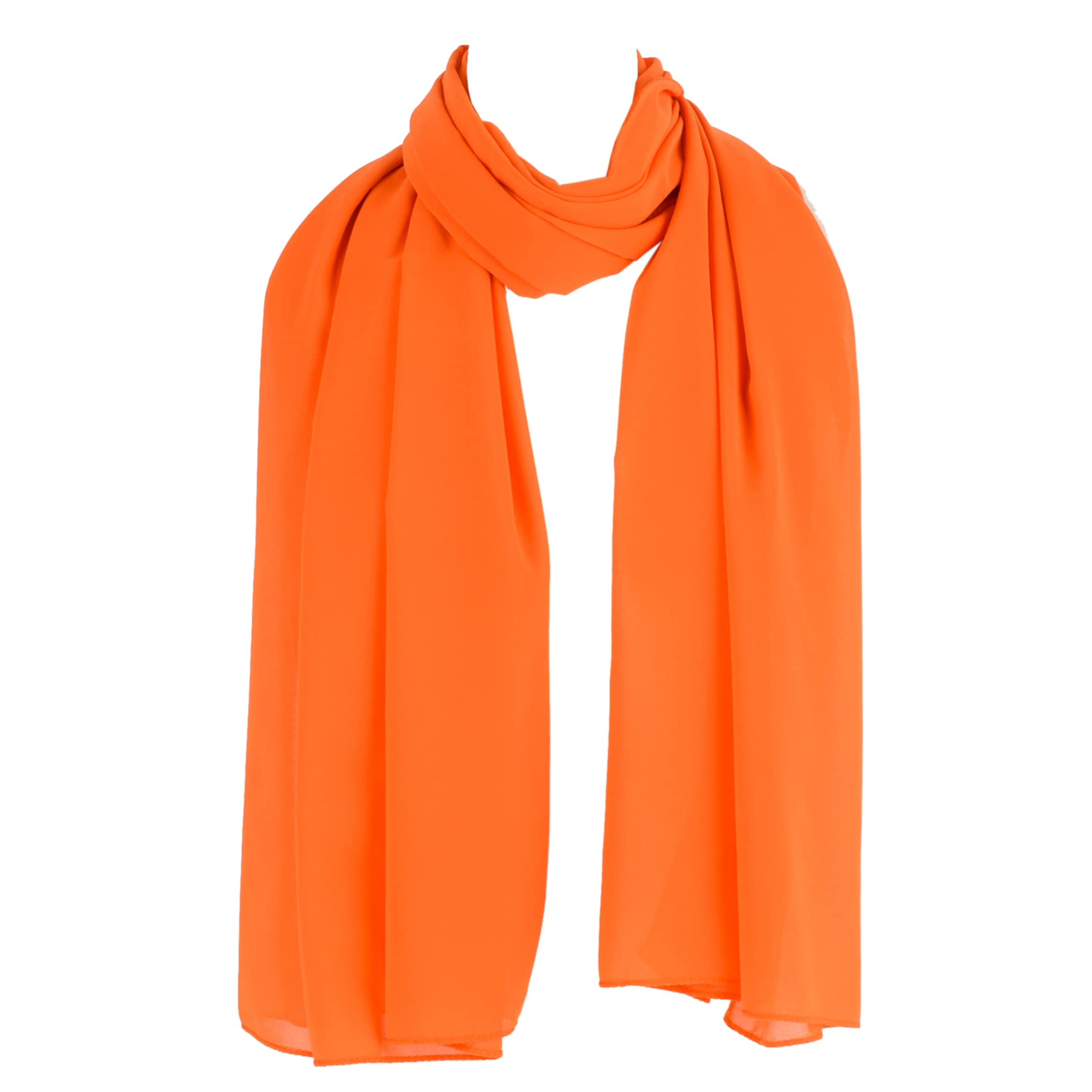 ZAKIRA Chiffon Scarf Sheer Wrap for Women (Orange)