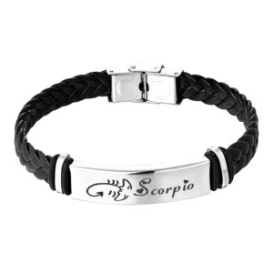 starchenie scorpio leather bracelet 12 constellation braided punk wrist rope cuff bracelet