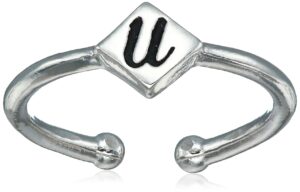 alex and ani women's initial u adjustable ring, sterling silver