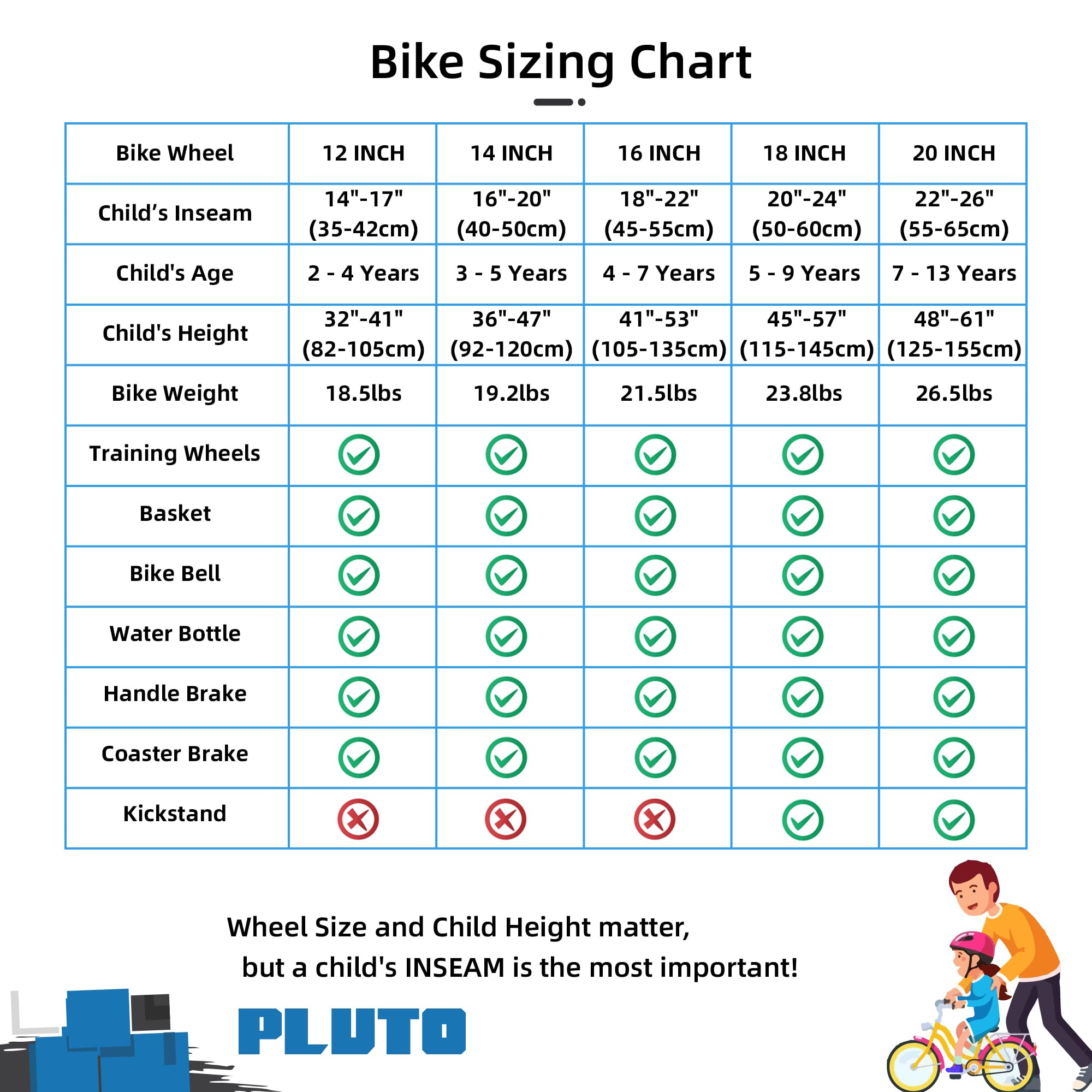 Joystar Pluto 18 Inch Kids Toddler Bike Bicycle with Training Wheels, Rubber Tires, and Coaster Brake, Ages 5 to 9, Orange