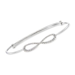 ross-simons diamond-accented infinity symbol bangle bracelet in sterling silver