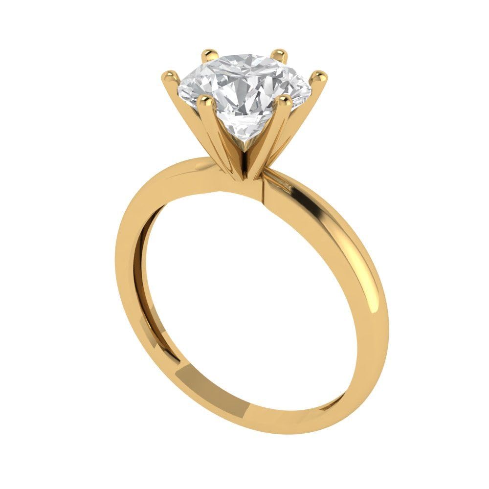 Clara Pucci 2.0 ct Round Cut Solitaire Genuine Moissanite Wedding Bridal Designer Anniversary Engagement Ring in 14k yellow Gold for Women