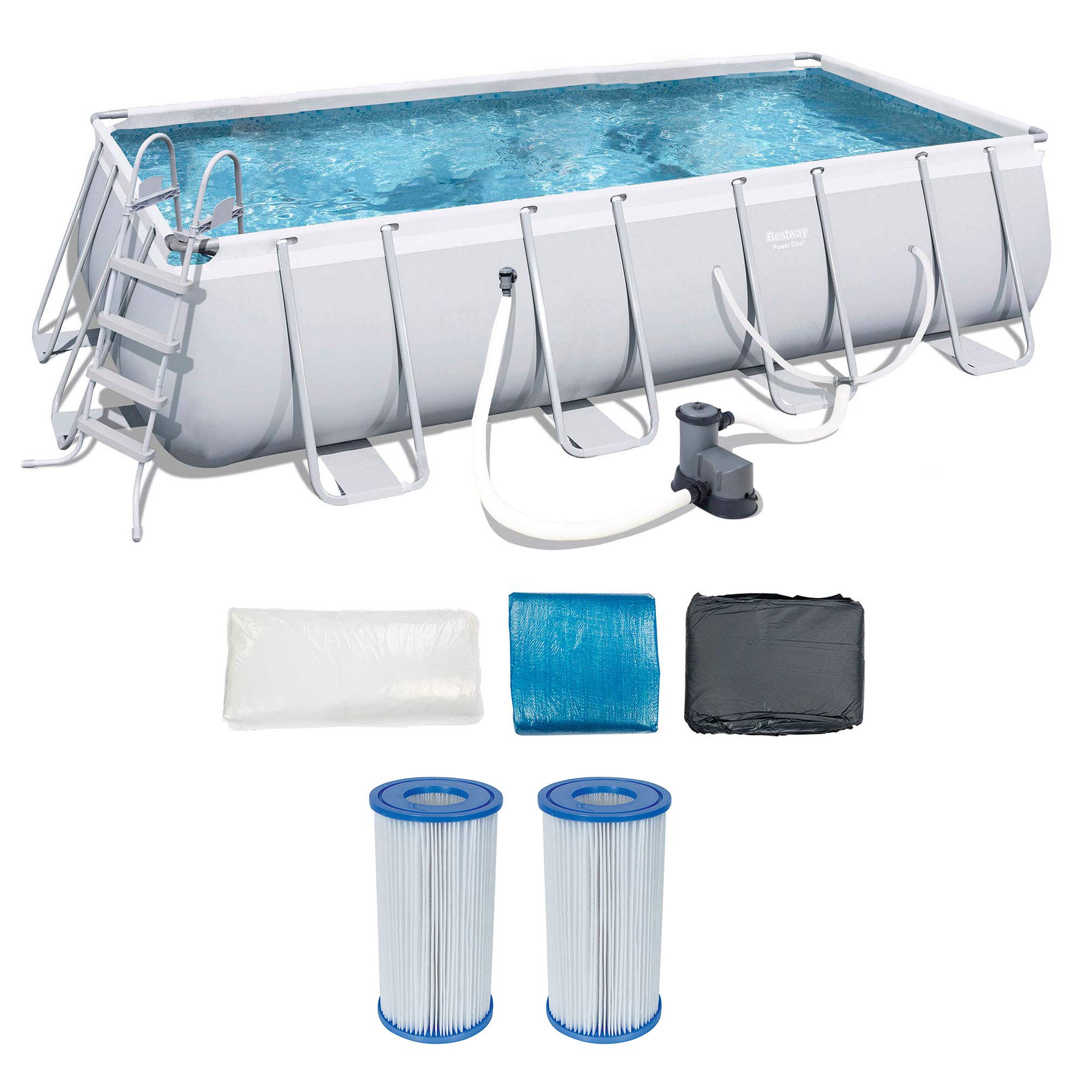 Bestway 18ft x 108in Above Ground Pool Set w/Ladder, Pump & Cartridges (2 Pack)