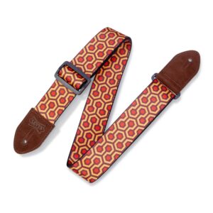 Levy's Leathers 2" Polyester Guitar Strap Hex Design; Burgundy, Red, and Mustard (MP2-007)