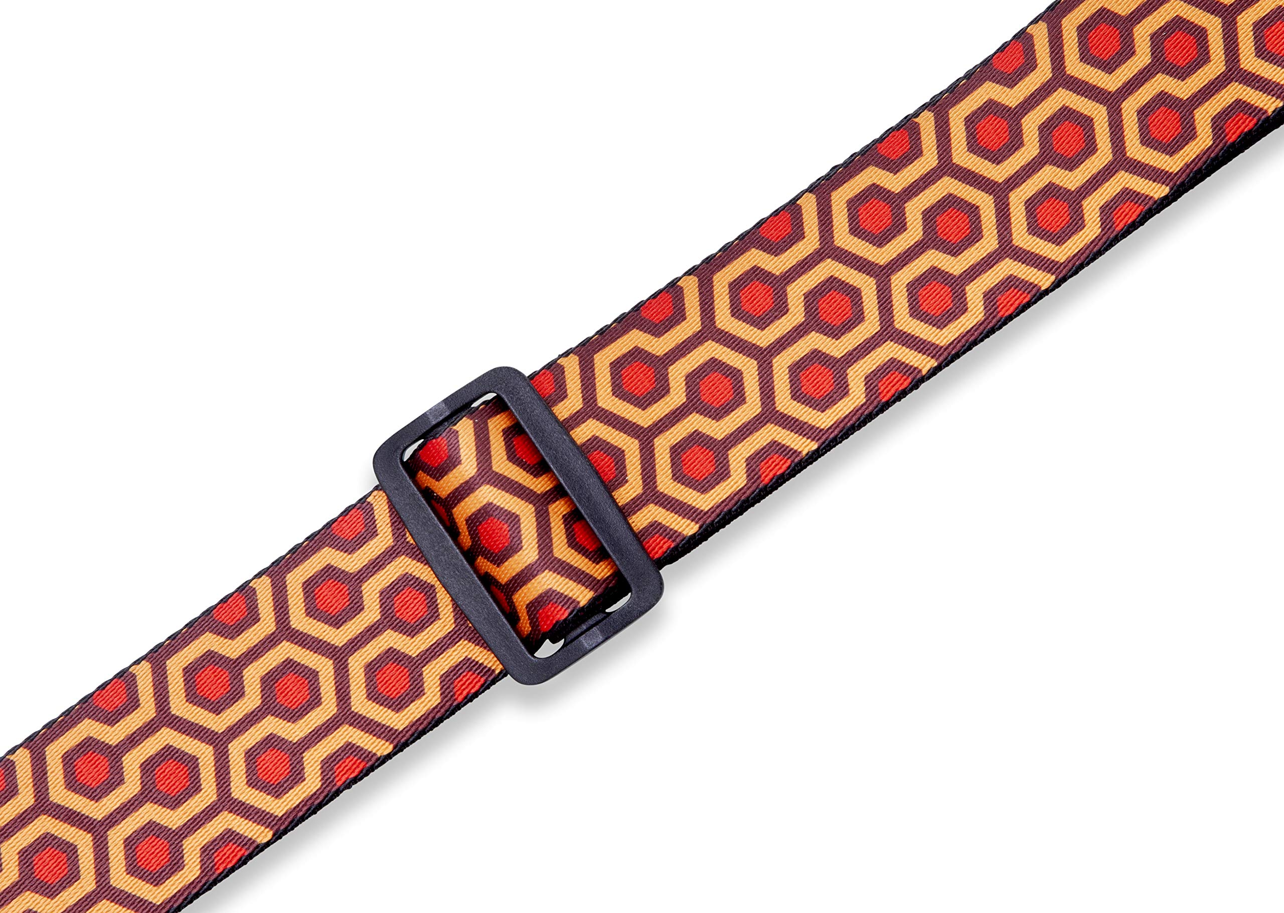 Levy's Leathers 2" Polyester Guitar Strap Hex Design; Burgundy, Red, and Mustard (MP2-007)