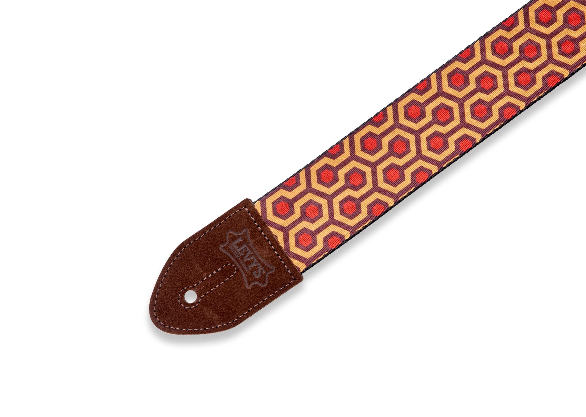 Levy's Leathers 2" Polyester Guitar Strap Hex Design; Burgundy, Red, and Mustard (MP2-007)