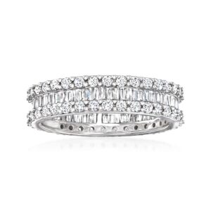 ross-simons 1.50 ct. t.w. baguette and round diamond eternity band in 14kt white gold. size 8