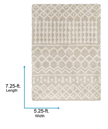 Livabliss Hapsburg Moroccan Shag Area Rug, 5'3" x 7'3", Beige