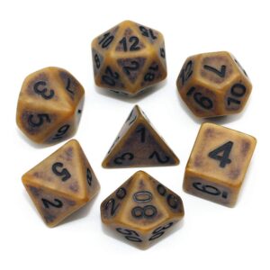 DND Dice Set Ancient RPG Dice for Dungeons and Dragons(D&D) Pathfinder MTG Tabletop Role Playing Game Polyhedral 7-Die Dice Group (Coffee Brown)