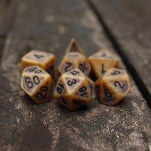 DND Dice Set Ancient RPG Dice for Dungeons and Dragons(D&D) Pathfinder MTG Tabletop Role Playing Game Polyhedral 7-Die Dice Group (Coffee Brown)