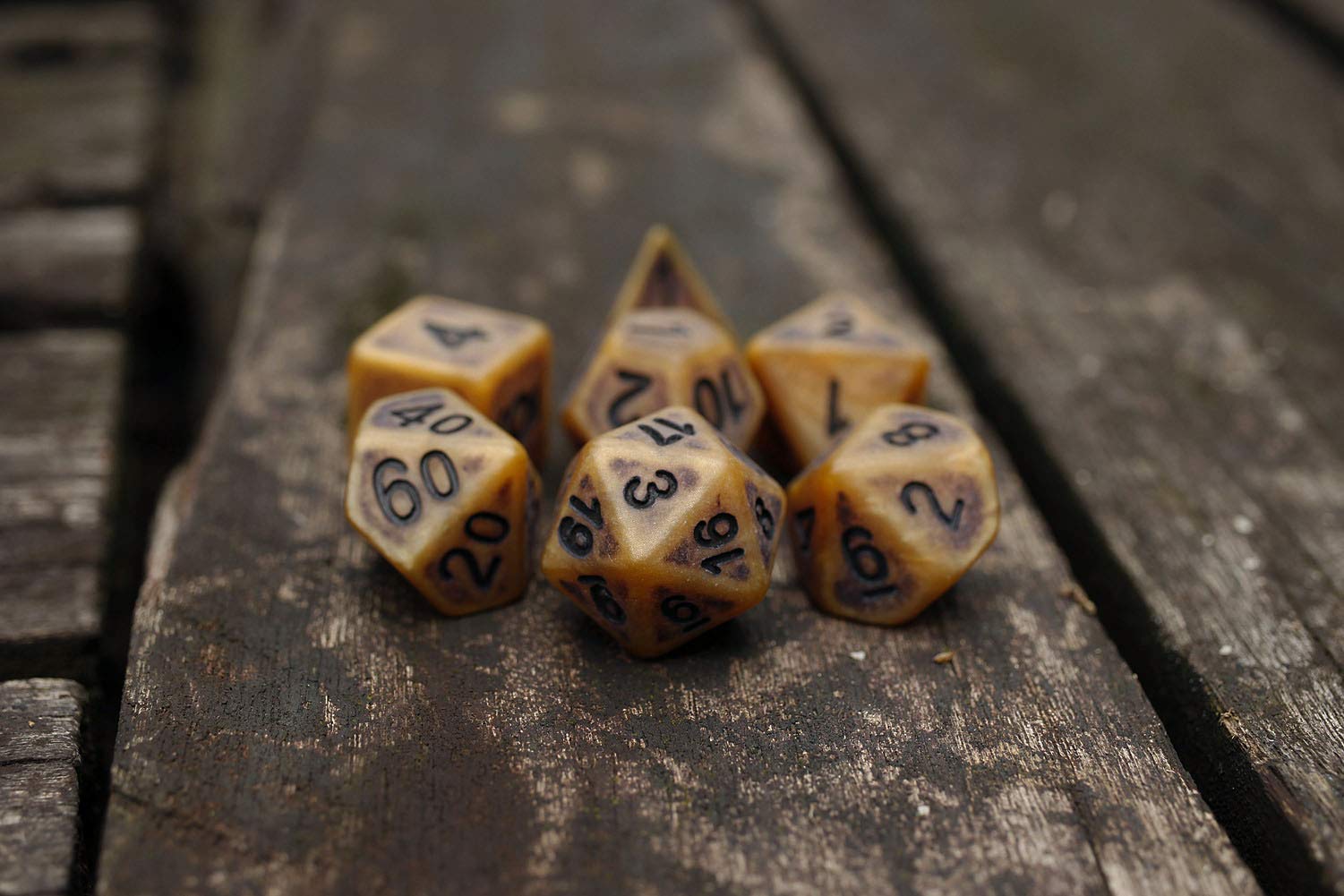 DND Dice Set Ancient RPG Dice for Dungeons and Dragons(D&D) Pathfinder MTG Tabletop Role Playing Game Polyhedral 7-Die Dice Group (Coffee Brown)