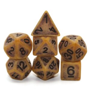 DND Dice Set Ancient RPG Dice for Dungeons and Dragons(D&D) Pathfinder MTG Tabletop Role Playing Game Polyhedral 7-Die Dice Group (Coffee Brown)