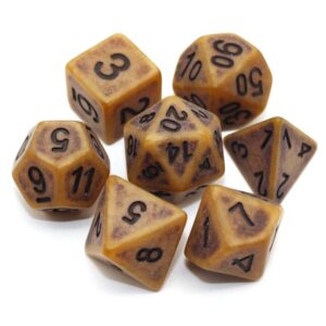 DND Dice Set Ancient RPG Dice for Dungeons and Dragons(D&D) Pathfinder MTG Tabletop Role Playing Game Polyhedral 7-Die Dice Group (Coffee Brown)