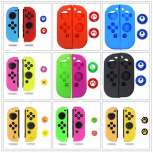 thumb grips joystick cap cover soft silicone protective skin case for nintendo switch joy-con (blue+red)