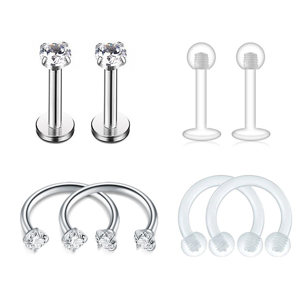 FECTAS Cartilage Earring Stud Forward-Helix Earrings-Internal Threaded Labret Lip Medusa Piercing Ring 16G