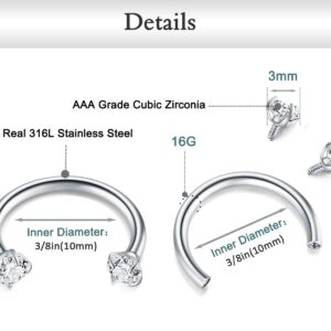 FECTAS Cartilage Earring Stud Forward-Helix Earrings-Internal Threaded Labret Lip Medusa Piercing Ring 16G