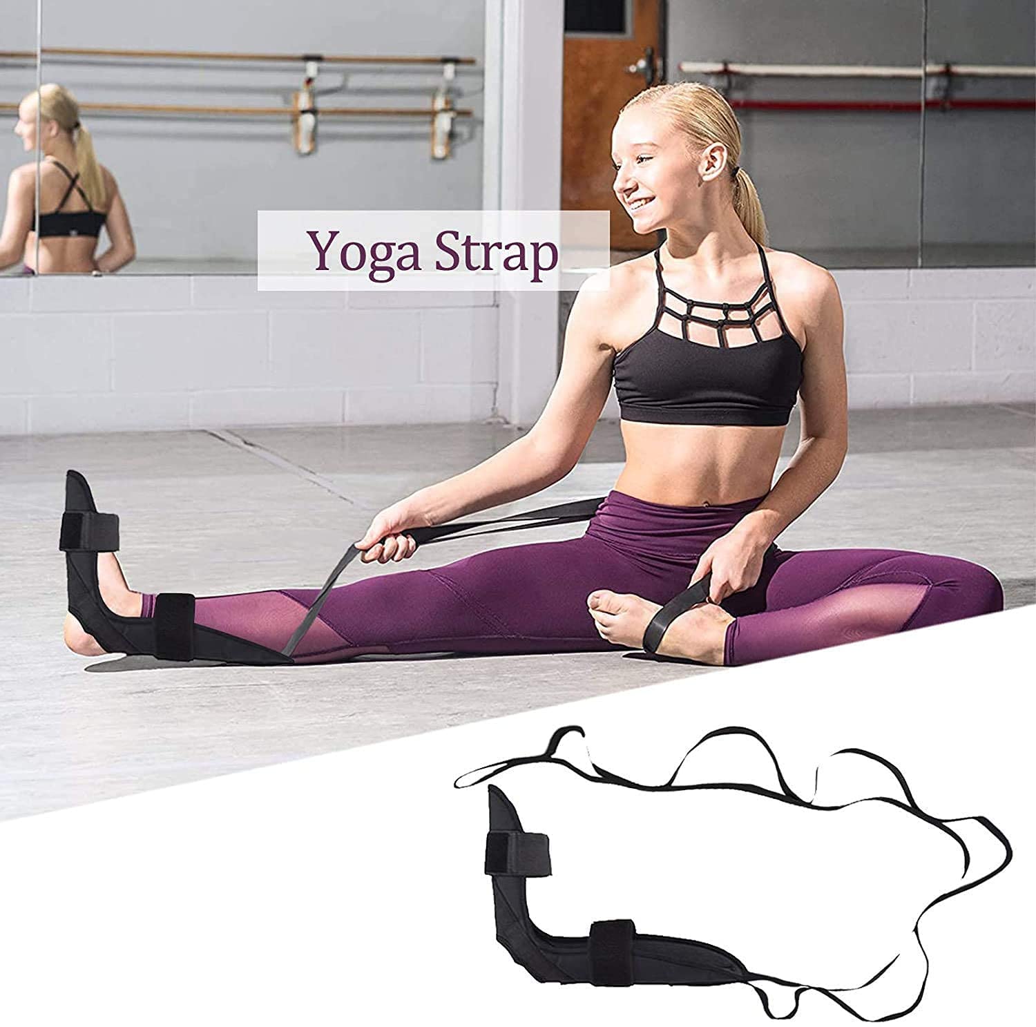 Planter Fasciitis Foot Stretching Strap - Foot Stretcher - Improve Strength, Balance Stretches for Plantar Fasciitis, Heel Spurs, Strains & Achilles Tendonitis, Hamstring Stretch Loops. Product Name