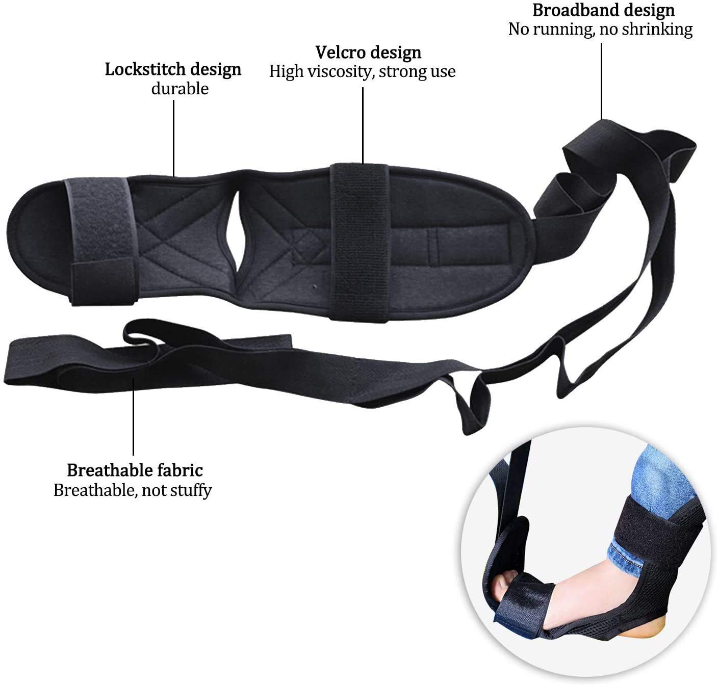 Planter Fasciitis Foot Stretching Strap - Foot Stretcher - Improve Strength, Balance Stretches for Plantar Fasciitis, Heel Spurs, Strains & Achilles Tendonitis, Hamstring Stretch Loops. Product Name