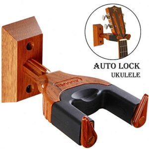 Ukulele Wall Mount Hanger, Auto Lock Ukulele Hanger, Hard Wood Base Ukulele Holder, For Ukulele/ Violin/ Banjo/ Mandolin Wall Mount Hook Stand