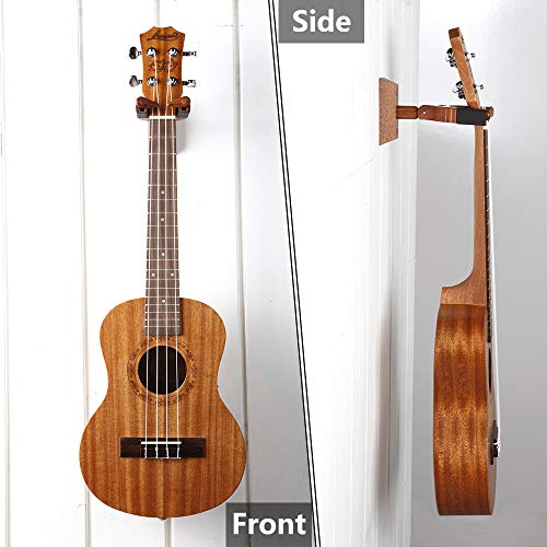 Ukulele Wall Mount Hanger, Auto Lock Ukulele Hanger, Hard Wood Base Ukulele Holder, For Ukulele/ Violin/ Banjo/ Mandolin Wall Mount Hook Stand