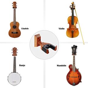 Ukulele Wall Mount Hanger, Auto Lock Ukulele Hanger, Hard Wood Base Ukulele Holder, For Ukulele/ Violin/ Banjo/ Mandolin Wall Mount Hook Stand