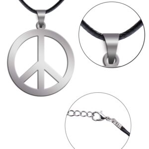 Sunshane 2 Pack Hippie Style Peace Sign Necklace Hippie Party Dressing Accessories, Silver