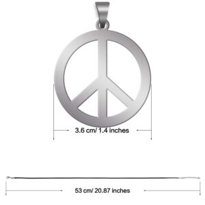 Sunshane 2 Pack Hippie Style Peace Sign Necklace Hippie Party Dressing Accessories, Silver