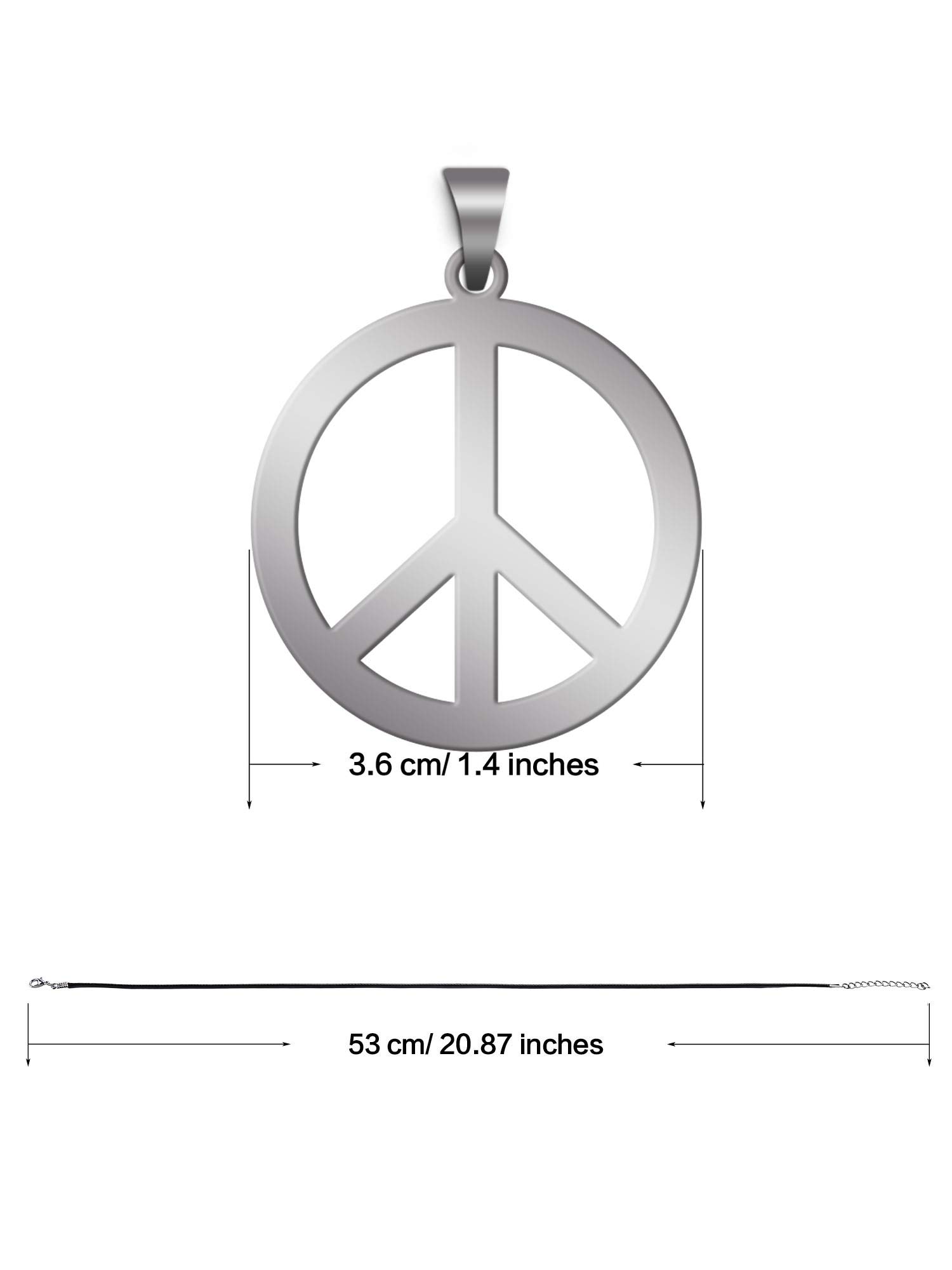 Sunshane 2 Pack Hippie Style Peace Sign Necklace Hippie Party Dressing Accessories, Silver