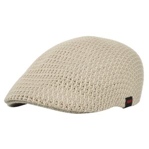 withmoons summer mesh flat ivy newsboy driving hat cap am31168 (beige)