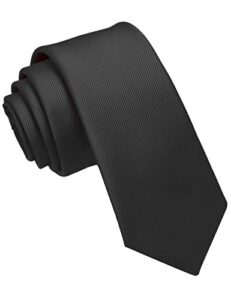 jemygins 2.4" black tie silk skinny ties for men slim necktie(1)