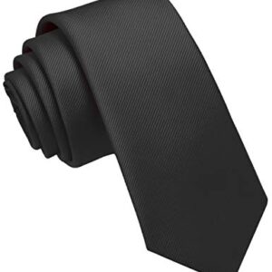 JEMYGINS 2.4" Black Tie Silk Skinny Ties for Men Slim Necktie(1)