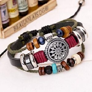 Harlorki Women Lady Men's Bohemia Style Beaded Multilayer Hand Woven Bracelet Pendent Charm Wrist Bangle Wristband Fashion Jewelry