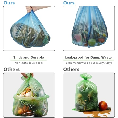 Small Trash Bags, AYOTEE 4-6 Gallon Compostable Garbage Bags, 4 Gallon Trash Bags, Unscented Leak Proof Biodegradable Bags Wastebasket Liners, Bathroom trash bags, Compost Bags (100 Counts, Blue)