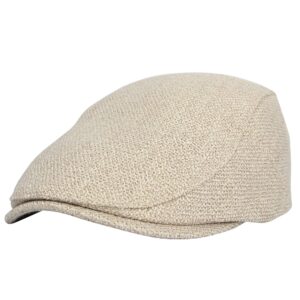 withmoons summer cotton flat ivy newsboy hat driving cap for men mz30038 (beige)