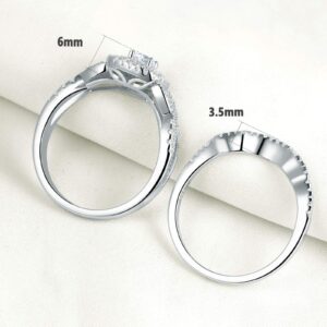 SHELOVES Wedding Rings Set for Women Round White Cz Engagement Rings Bridal Set 925 Sterling Silver Sz 8