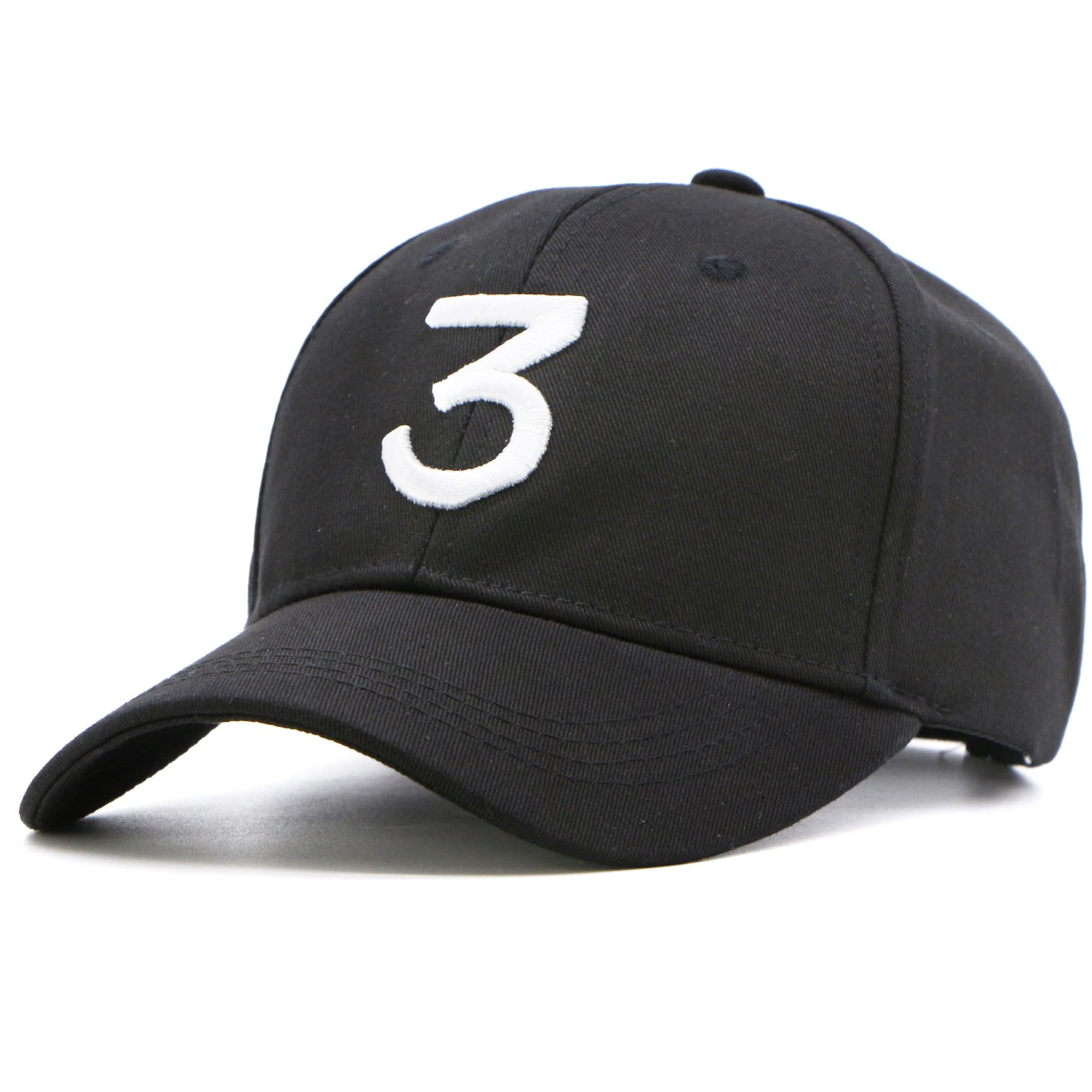 UTOWO Number 3 Baseball-Cap White 3 Embroidered Dad Hat Black Hip-Hop Rapper Cap Adjustable