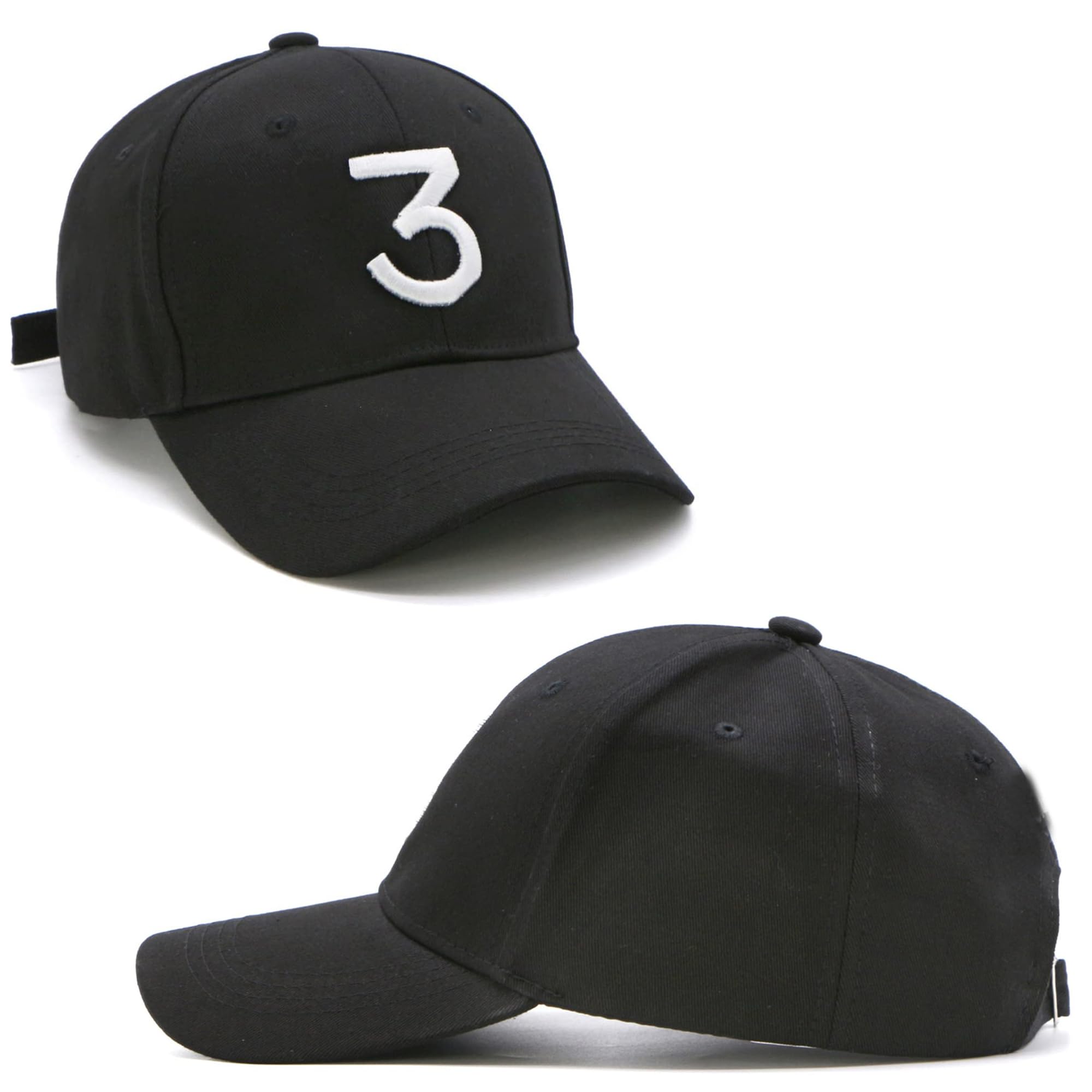 UTOWO Number 3 Baseball-Cap White 3 Embroidered Dad Hat Black Hip-Hop Rapper Cap Adjustable