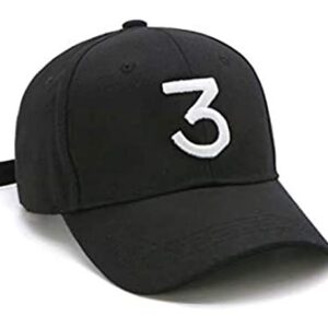 UTOWO Number 3 Baseball-Cap White 3 Embroidered Dad Hat Black Hip-Hop Rapper Cap Adjustable