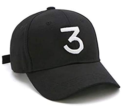 UTOWO Number 3 Baseball-Cap White 3 Embroidered Dad Hat Black Hip-Hop Rapper Cap Adjustable