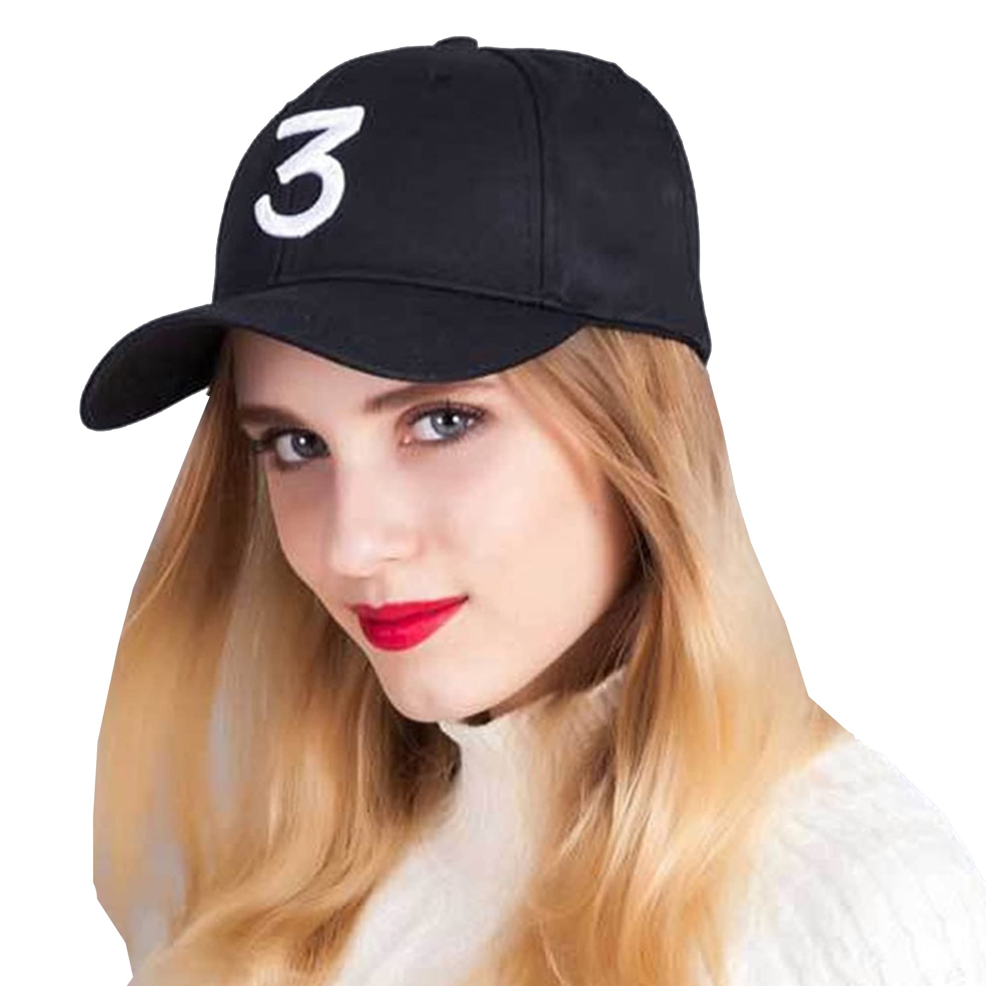 UTOWO Number 3 Baseball-Cap White 3 Embroidered Dad Hat Black Hip-Hop Rapper Cap Adjustable