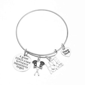 sportybella lacrosse coach bracelet - lacrosse jewelry for coaches - lacrosse great coach is hard to find but impossible to forget bangle- lax coach gift