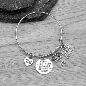 Sportybella Lacrosse Coach Bracelet - Lacrosse Jewelry for Coaches - Lacrosse Great Coach is Hard to Find But Impossible to Forget Bangle- Lax Coach Gift