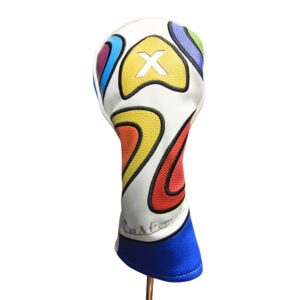 majek retro golf headcover limited edition vintage leather style psychedelic colorful groovy custom design x fairway wood head cover