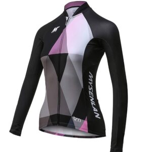 Mysenlan Women's Cycling Jersey Running Shirt Long Sleeve Breathable Bike Shirt Sports T-Shirt Black