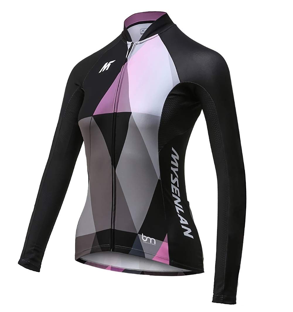 Mysenlan Women's Cycling Jersey Running Shirt Long Sleeve Breathable Bike Shirt Sports T-Shirt Black