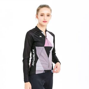 Mysenlan Women's Cycling Jersey Running Shirt Long Sleeve Breathable Bike Shirt Sports T-Shirt Black