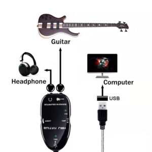 Yoidesu USB Guitar Link Cable Guitar to USB Interface Cable Link Audio for PC Recording Adapter