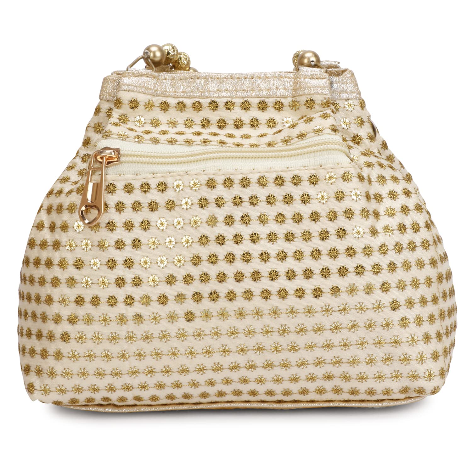 Fancy Haat Silk Ethnic Rajasthani Women's Potli Bag (Golden)