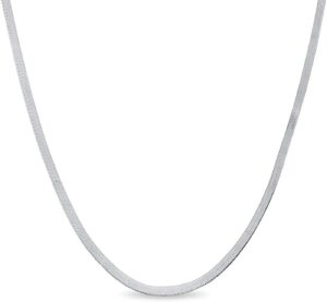 verona jewelers sterling silver 3.3mm herringbone flat snake magic chain -925 vintage shiny anklet and necklace chain for men and women (19)