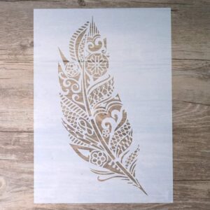 diy decorative mandala feather stencil template for scrapbooking painting on walls furniture crafts (a4 size)